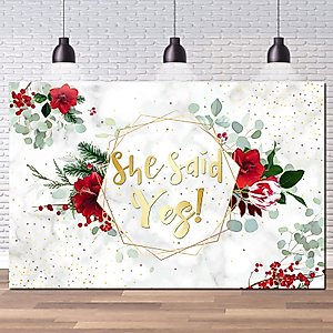 She Said Yes Backdrop, Floral Bridal Shower Bachelorette Party Photography Background Wall Banner, Bride to Be Engagement Just Engaged Party Decorations Supplies, 6x4ft