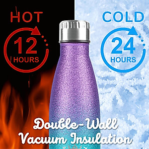 Personalized Water Bottles for Girls, Girly Gifts for Teens, Tweens, Women on Birthday, Christmas, Cute Insulated Bottles With No Straw for School, S