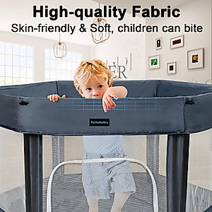 Baby Playpen, Bellababy Extra Large Playard, Kids Activity Centre, Portable with Soft Mattress & Storage Bag, Anti-Skid Pads, Lightweight, Indoor-Outdoor