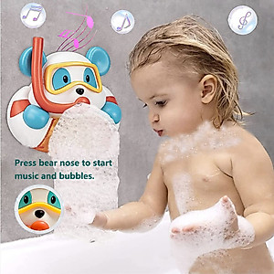 WenToyce Bear Bubble Maker for Bath, Foam Blower Bubbling Making Machine, Nursery Rhyme Musical Bathtub Toy for Baby Kids Happy Bath