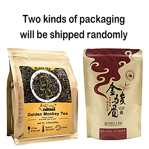 FullChea - Golden Monkey Tea - Chinese Black Tea Loose Leaf - Fujian Tea Red with Gold Tips - Health Tea (8.8oz / 250g)