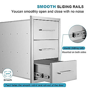 ARTYUIO Outdoor Kitchen Drawers Stainless Steel 17W x 30H x 21D Inch BBQ Storage Cabinets Drawers with Handles, Flush Mount Double Drawers,1 Paper Towel Holder for Outdoor Kitchen