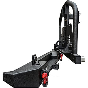 LUYWTE New Black Powder Coated Steel Front and Rear Bumper With Tire Carrier&Oil Drum Rack&6XLED Lights&4XD-Rings For 1997-2006 Wrangler TJ