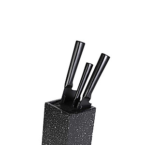 Knife Block, Universal Kitchen Knife Holder Set, Storage Up to 6 Pieces Large and Small Knives With Washable Flex Rods, Multifunctional Organizer For Knives (Black White Speckled)