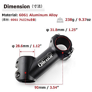 Azarxis Bike Stem 31.8mm 45 Degree 90mm Lightweight Bicycle Short Handlebar Stem Riser Suitable for BMX MTB Road Bike Mountain Bike (31.8 x 90mm)