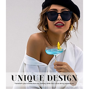 Unique Martini Glasses | Set of 4 | 8 oz Crystal Round | Art Deco Cocktail Glasses Set for Pisco Sour, Mixed Drinks | Hand-Blown Fancy Champagne Coupe Glass