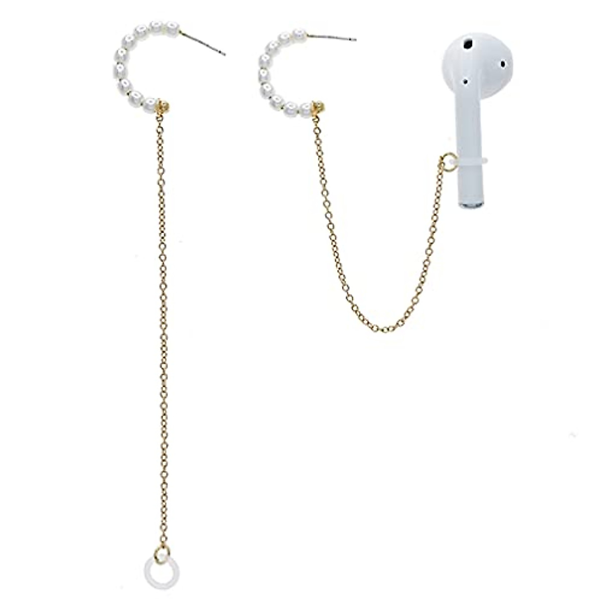 Pearl Hook Ear Stud Airpod Earrings Anti Lost Earring Strap for Airpods (Need Ear Hole) Anti Lost Strap for Airpods Pro, Wireless Earphone Holder Strap Compatible for Airpods 1&2&3/Pro