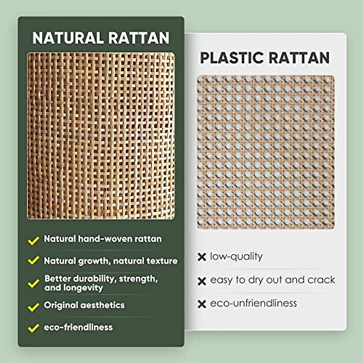 Yechen Sideboard Buffet Storage Cabinet with Handmade Natural Rattan Doors, Accent Cabinet, for Living Room, Dining Room, Entryway, Kitchen, Nature 2