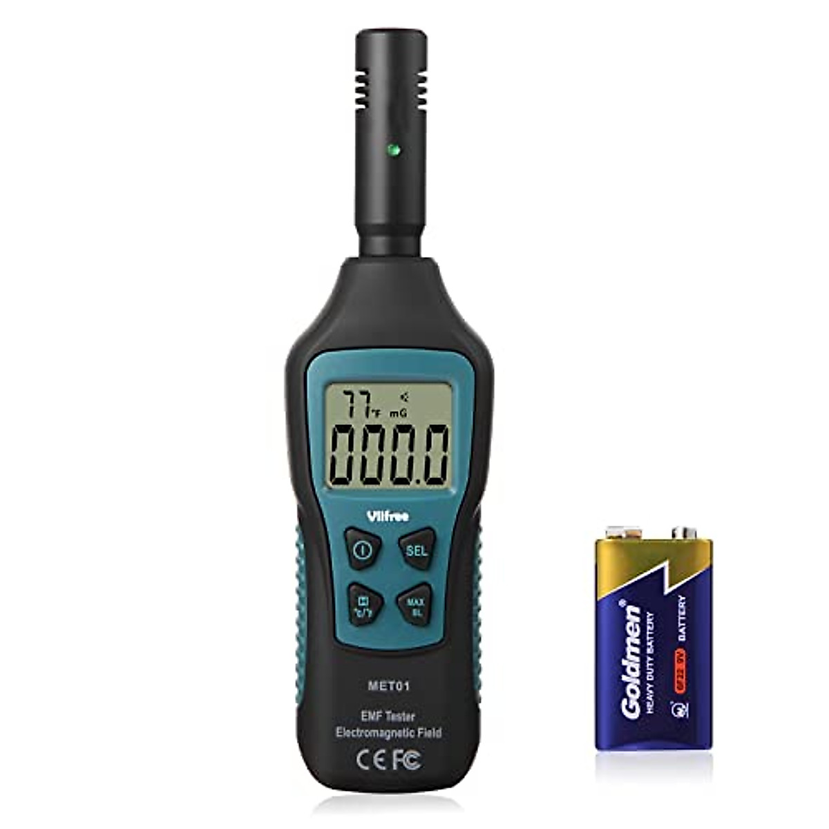 EMF Meter 5HZ-3.5G, Vlifree EMF Detector with Digital LCD Backlit Display for Electromagnetic Field 5HZ-3500MHz, Electronic Radiation, Temperature Detector, EMF Tester for Home, Ghost Hunting
