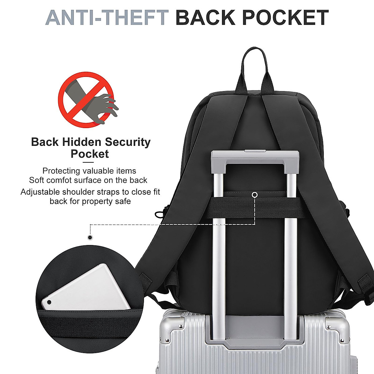 weradar Black School Backpack For Women Men,Waterproof College Backpack,High School Bookbag,Lightweight Casual Daypack Travel Backpack,Carry On Bag for Office/Teacher/Work