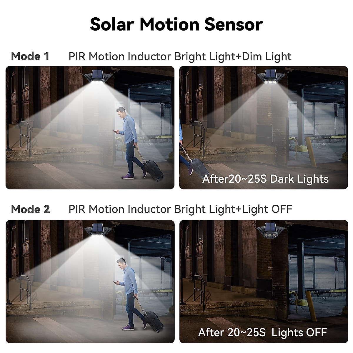 CONUOLY Solar Motion Sensor Light Outdoor, 3 LED Spotlights Outdoor IP65 Waterproof, Solar Flood Lights with 2 Lighting Modes, Security Wall Light for Yard Porch Garden Patio Driveway (Black-2 Pack)