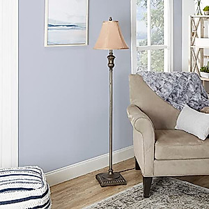 Decor Therapy Alice Traditional Floor Lamp, Antique Gesso