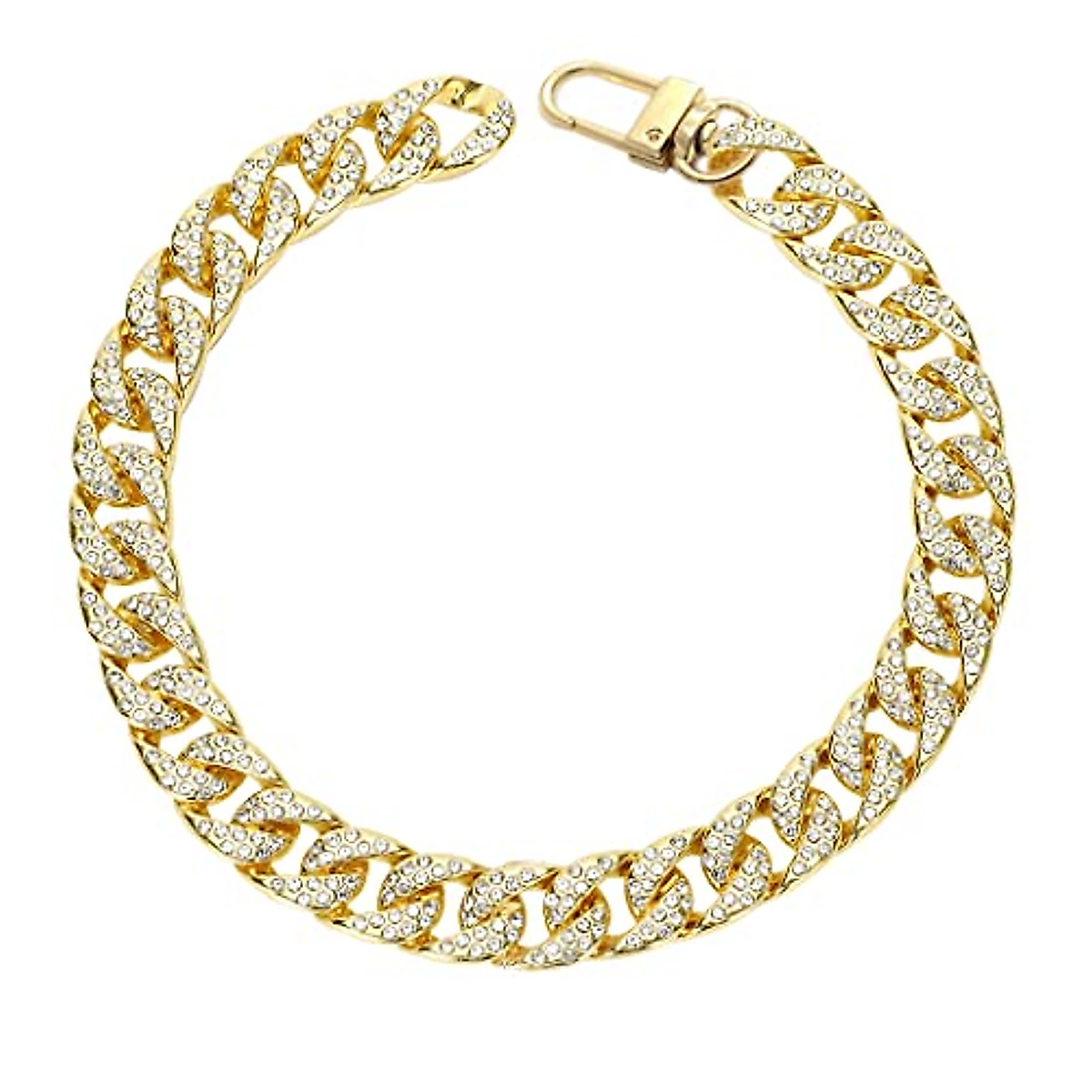 Gold Dog Collar Puppy Zircon 14mm Cuban Link Chain Handmade Iced Out Diamond Exaggerated Full Cz Prong Set Pet Jewelry