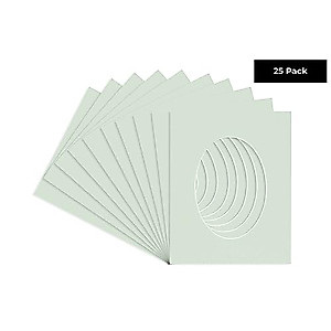 CountryArtHouse Honeydew Green Acid Free 20x30 Oval Picture Frame Mat with White Core Bevel Cut for 18x26 Pictures - Fits 20x30 Frame - Pack of 25 Matboards
