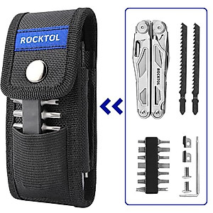 ROCKTOL Multitool, 29-in-1 Multitool Pliers with Replaceable Wire Cutters and Saw, Heavy-duty Stainless Steel Multi-tool Set and Nylon Sheath for Camping Survival multi tool for Man