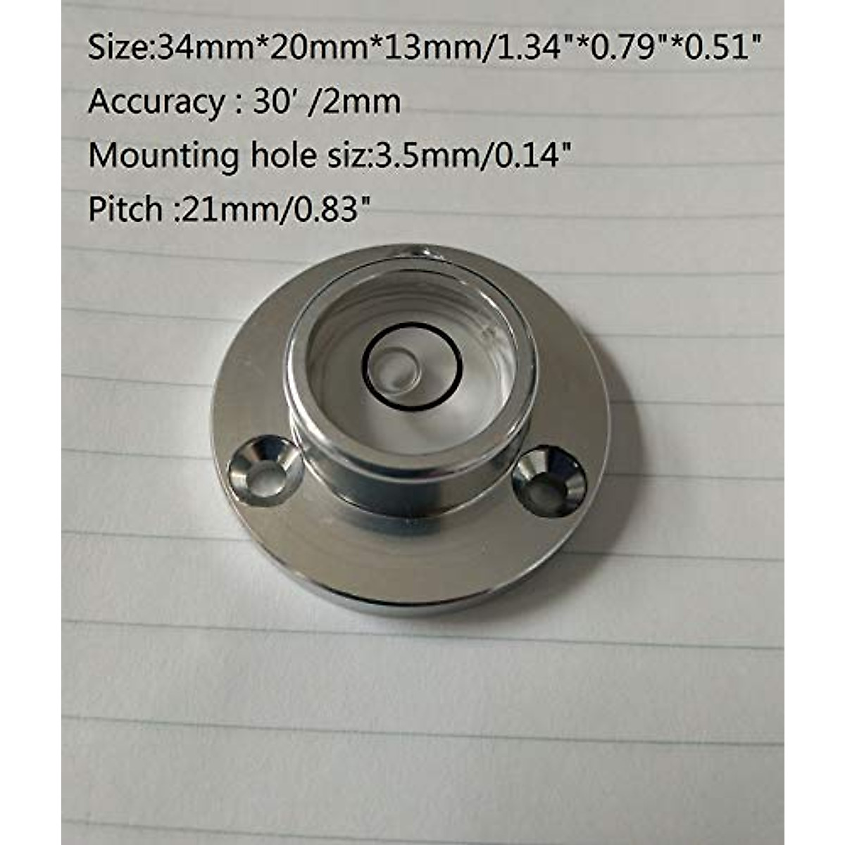 Driak 34mm/1.34" Round Bubble Level Aluminum Case bullseye level Glass Mirror Bubble Level Circular Spirit Level Bubble Small Precision Level with Mounting Holes