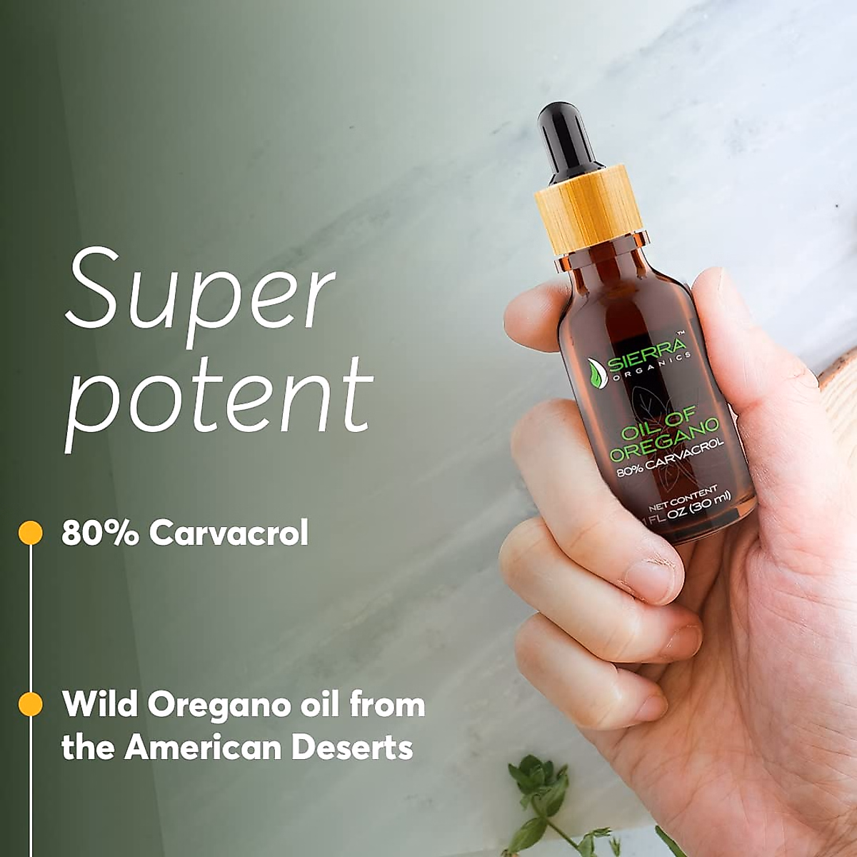 Oil of Oregano, Sierra Organics, Super Strength 80 Carvacrol- 20ml - Immune System Support - Certified Organic, Wild Oregano -Super Strength - Non-GMO