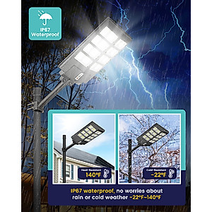 Lovus 3000W LED Solar Street Light Outdoor, 300000LM Commercial Solar Flood Security Light Dusk to Dawn with Motion Sensor, 6000K Solar Parking Lot Lights for Wall, Pole, ST1000-086