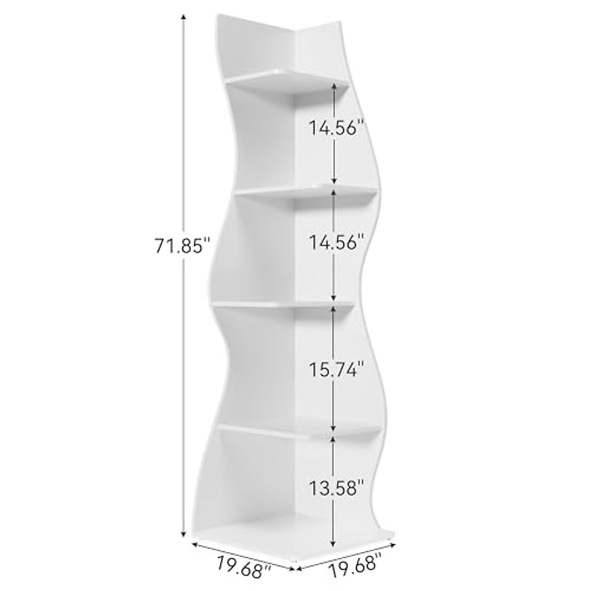 LITTLE TREE Small Corner Shelf, Modern 5-Tier Wall Corner Bookshelf, Stylish Bookcase Storage Rack for Small Space, Living Room, Bedroom