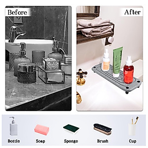 Yipem 2 Pcs Sink Caddy Instant Dry Sink Organizer Fast Drying Stone for Kitchen Counter, Diatomaceous Water Absorbing Stone Sink Tray Quick Dry Sink Stone for Home Decor