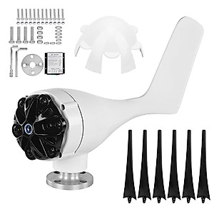 Wind Turbine Generator, Windmill Generator 800W Wind Turbine 6 Blade Wind Controller Turbine Generator Kit for Boats, Terraces, Cabins or Home(Black 24V)