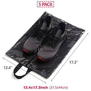 Set of 5 Transparent Large Travel Packing Organizer Clear Shoe Bags for Men and Women, Storage Cubes Pouch for Accessories Suitcase Luggage