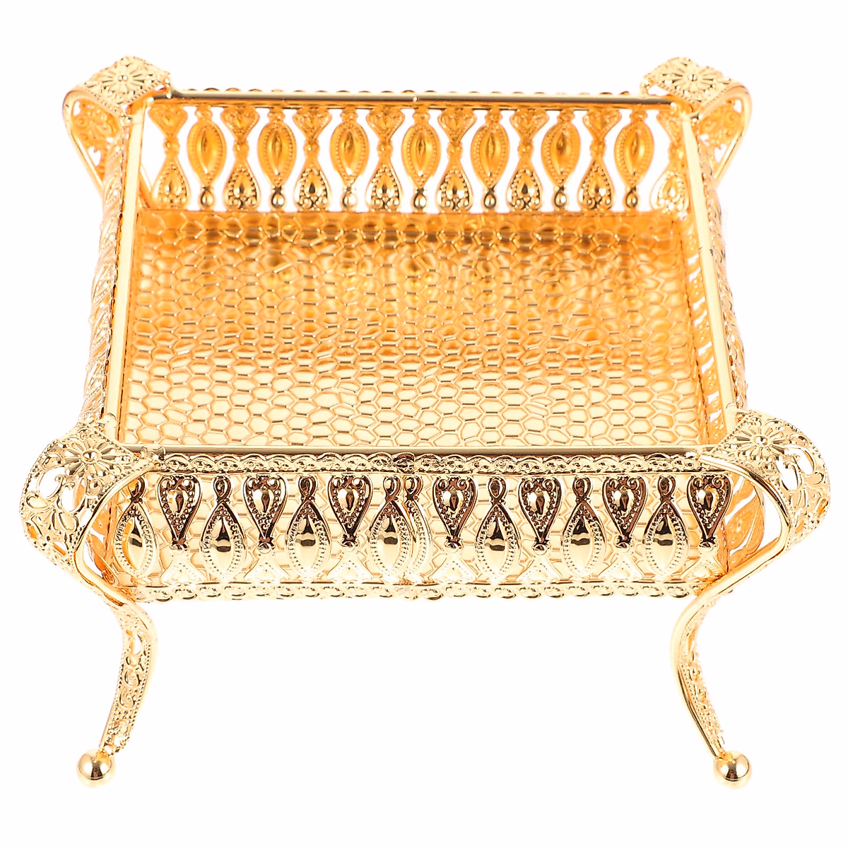 Cabilock Decorative Tray Cookie Tray Gold Fruit Bowl Turkish Candy Snack Serving Tray Storage Trays Metal Serving Tray Coffee Tea Serving Vanity Tray