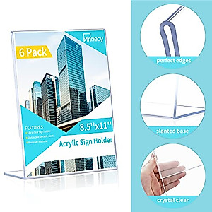 Annecy Sign Holder 8.5x11 6 Pack, Clear Slanted Plastic Sign Holder 8.5 x 11 Standing, Display Vertically Menu, Document, Paper, Suitable Desktop for Coffee, Hotel, Office, Public