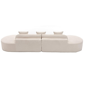 Tmsan 130.5" Oversized Curved Sofa Couch, Large 2 Piece Modular Sectional Sofa, Modern Comfy Cloud Couch with 3 Pillows for Living Room Apartment Office, Terrycloth Fabric (Beige)