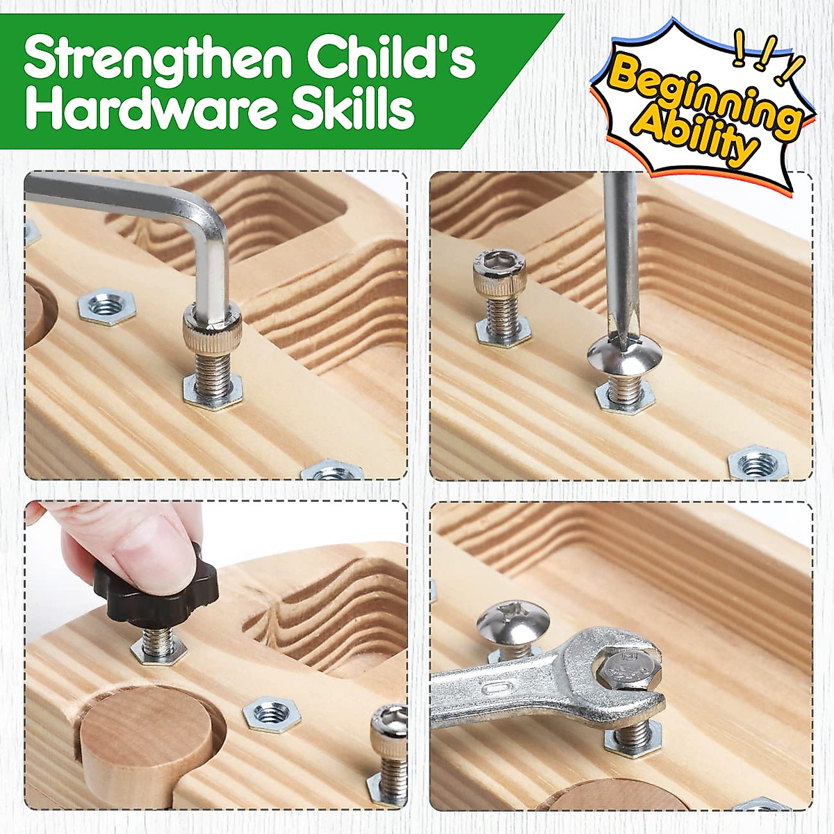 Kids Montessori Screwdriver Board Set, Wooden Toddler Real Tools Montessori Toys Preschool Toys Fine Motor Skills Toys for Kids Toddlers 3 4 5 Years Old