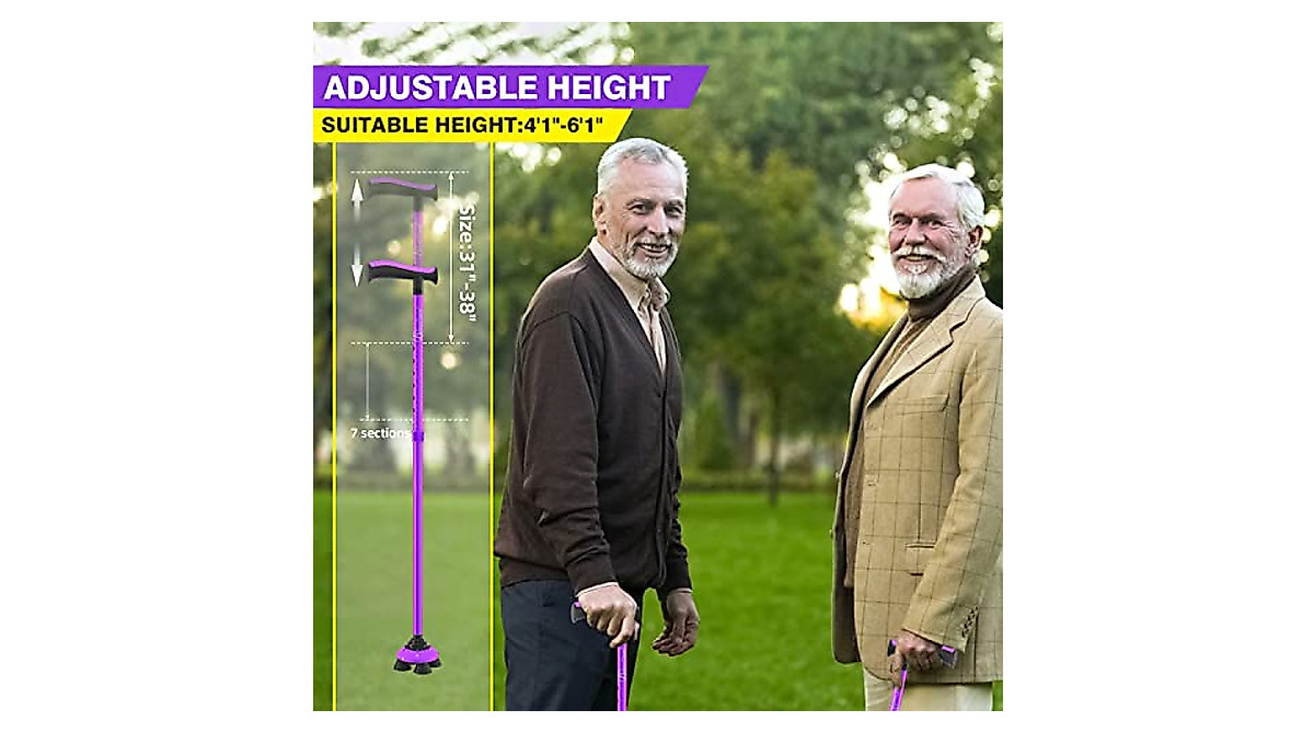 BeneCane Adjustable Walking Cane for Seniors - Purple