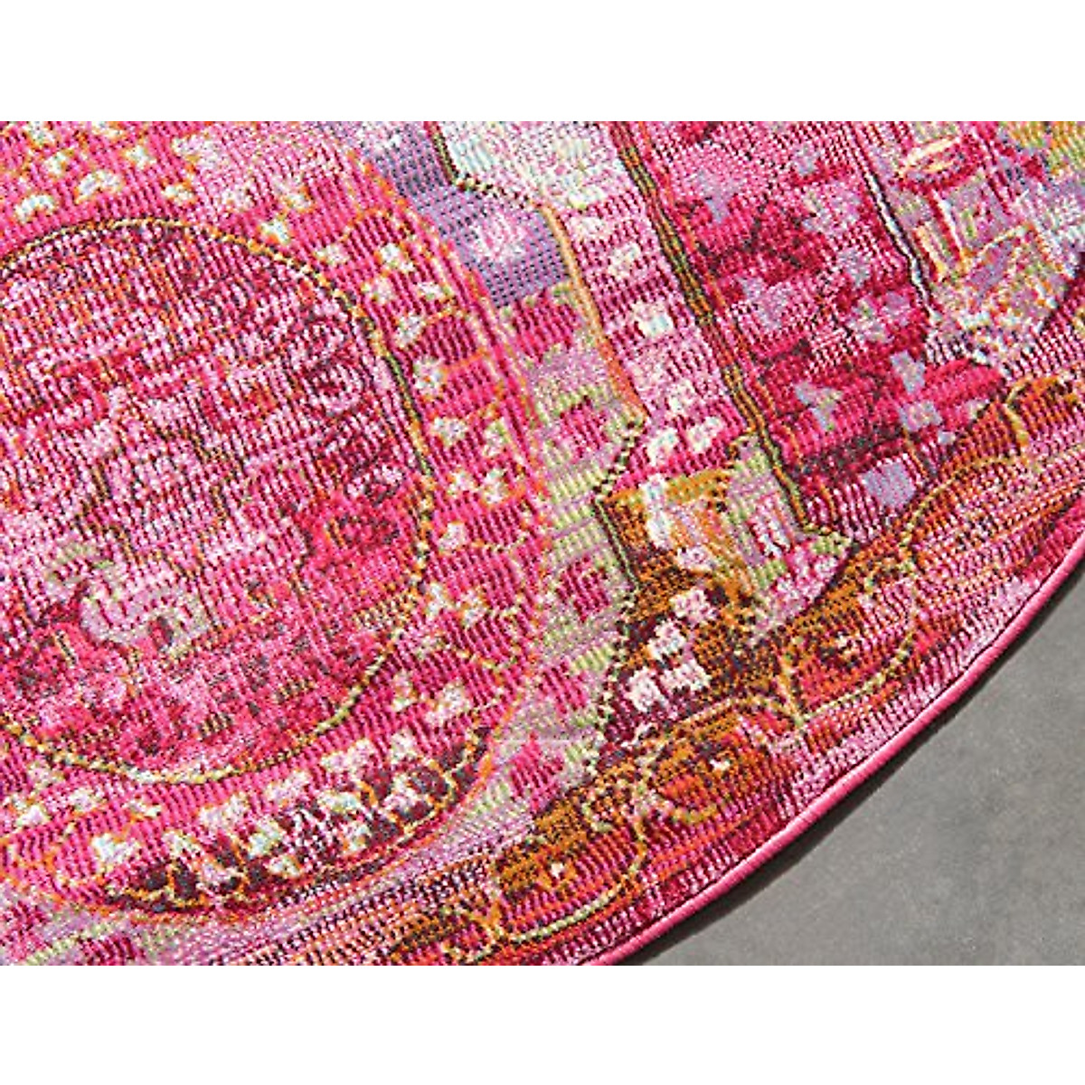 Unique Loom Baracoa Collection Area Rug - Coppelia (8' 4" Round, Pink/ Ivory)