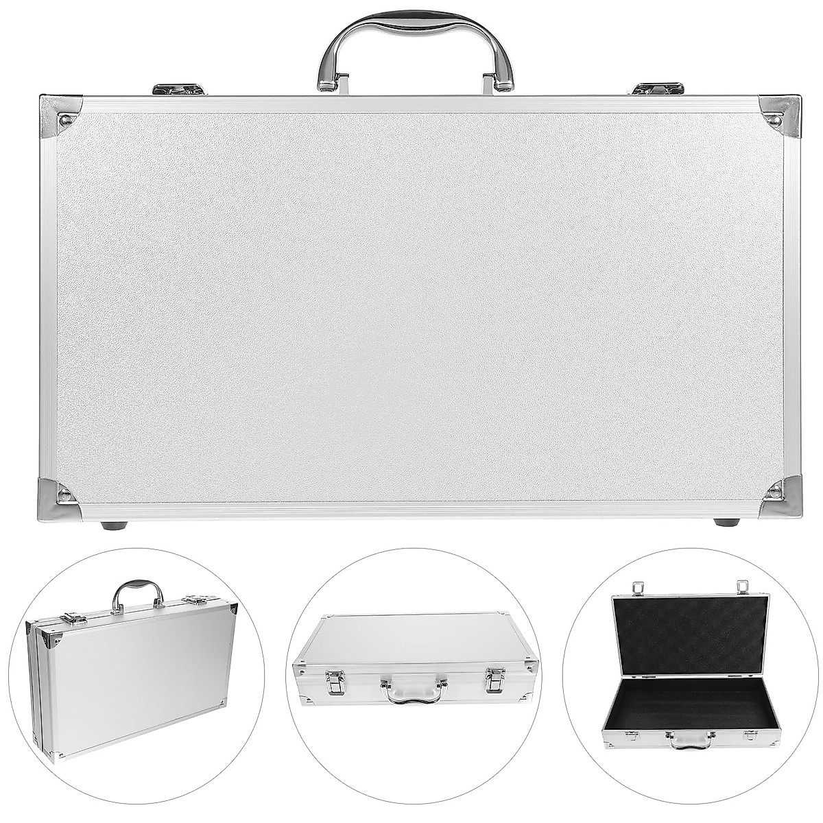 ERINGOGO Aluminum Attache Case - 14inch Lock Metal Briefcase with Ripple Foam, Hard Aluminum Carrying Case, Universal Portable Tool Case for Laptop/Luggage/Instrument, White