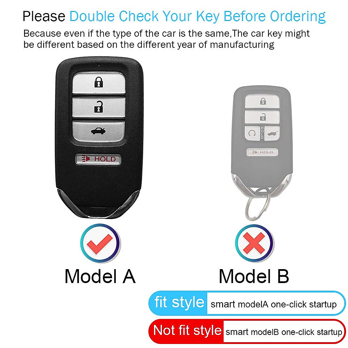 LUMZAG Car Key Cover Key case Replacement for Honda 2019 2018 2017 2016 2015 2014 2013 Honda Accord Civic Crosstour CR-Z CR-V Fit HR-V Odyssey Pilot Key fob Cover case, jdbyps-A(Black)