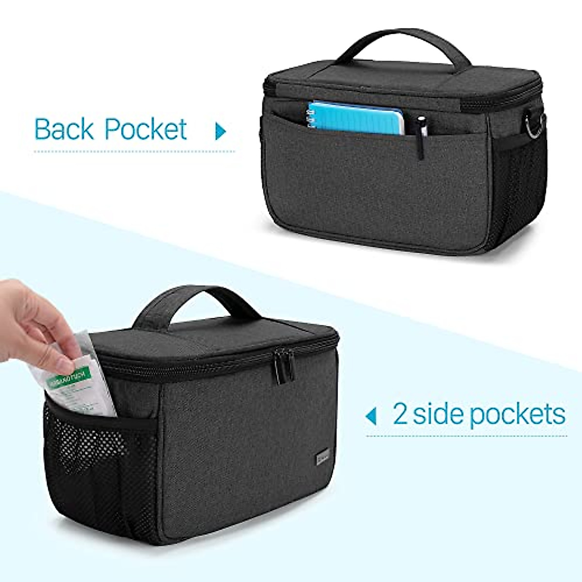 Yarwo Medicine Organizer for Pill Bottle and First Aid Kits, Small Medicine Storage Bag Empty for Emergency Medical Supplies, Ideal for Family, Office, Car, Travel, Outdoor, Camping, Hiking, Black