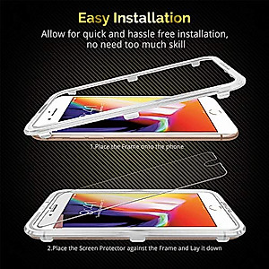 UNBREAKcable Shatterproof Screen Protector for iPhone 8 Plus /7 Plus [3-Pack] [99.99% HD Clear] [Easy Installation Frame] [Full Coverage] [Bubble Free] [Anti-Scratch] 9H Tempered Glass for Apple 5.5"