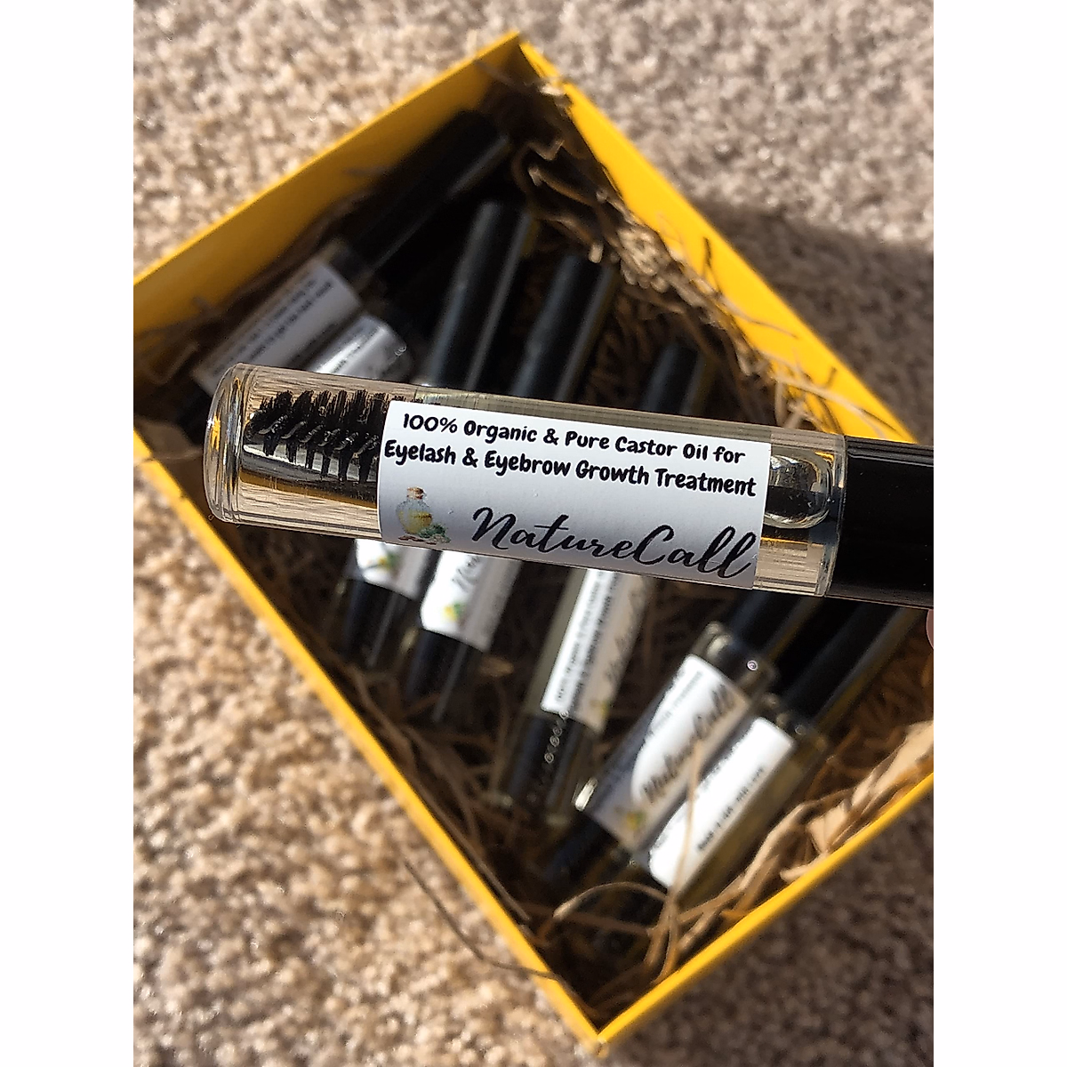 Organic Castor Oil eyelash serum, NatureCall Castor Oil for eyelash eyebrow growth, mascara tube, hair treatment pack of 1, 10ml, pack of 1