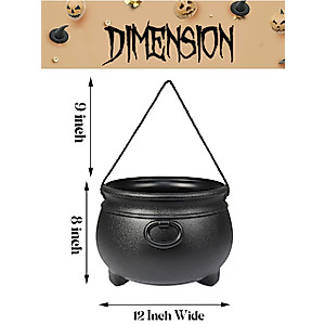 GIFTEXPRESS 12" Black Halloween Cauldron - Large Plastic Witch Kettle For Candy, Treats & Punch Bowl - St. Patrick's Day Pot of Gold Party Bucket Decor