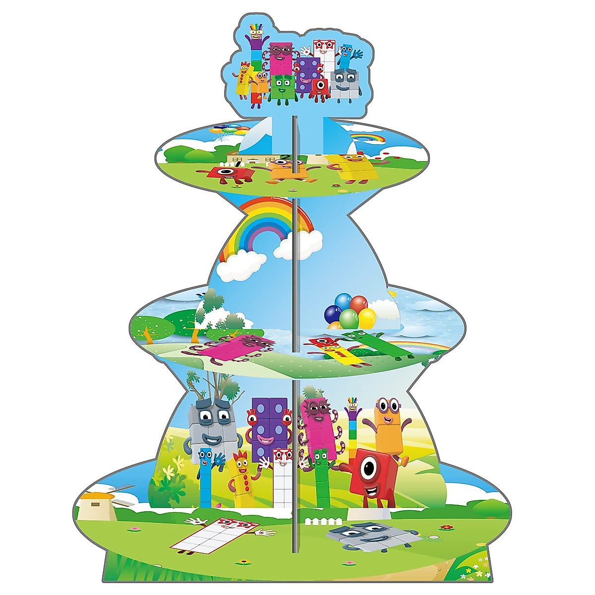 Number Blocks Cupcake Stand, Number Theme Birthday Party Decorations, 3-Tier Dessert Stand Birthday Party Supplies Numberblocks Cupcake Decor for Baby Shower Kids Birthday