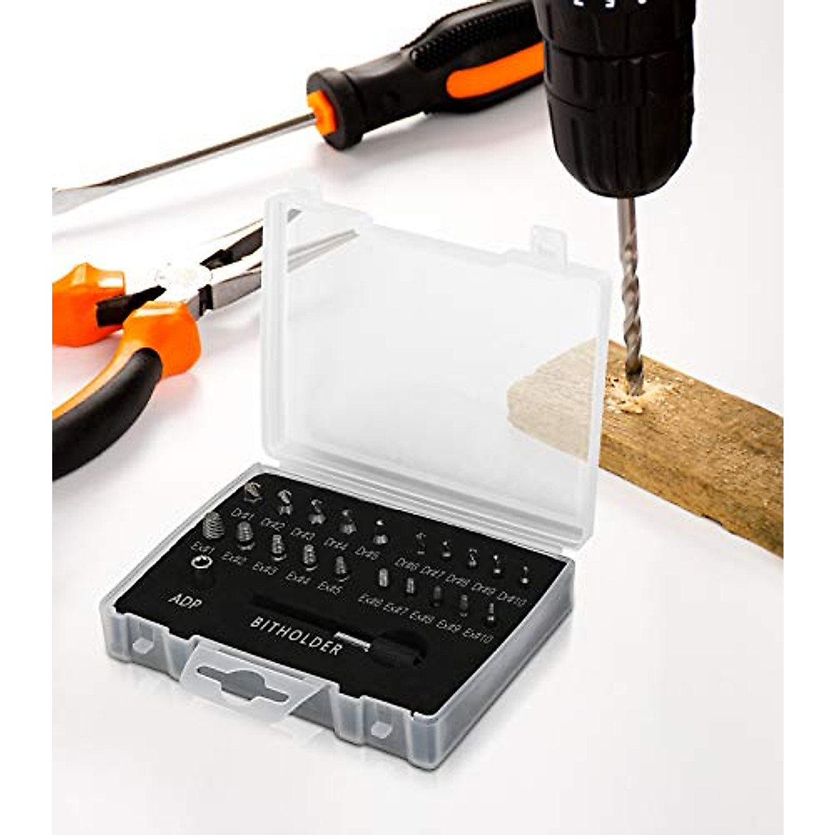 Raynesys Damaged Screw Extractor Set, 22 PCS Easy Out Stripped Screw Extractor Kit, Alloy Steel Screw Remover for Home DIY Garden Wood Extractor,with Magnetic Extension Bit Holder and Socket Adapter