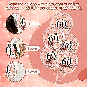 60th Birthday Balloons 18 Pcs Rose Gold Happy 60th Birthday Latex Balloons Confetti Balloons Rose Gold 60th Birthday Party Decorations for Women Men 60th Birthday Anniversary Decor Supplies 12 inch