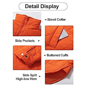 Flygo Oversized Puffer Jacket Womens Dolman Quilted Lightweight Jackets Zip Packable Winter Coats(Orange-XL)