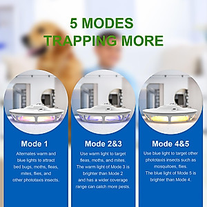 Kiwinurse Flea Traps for Inside Your Home - Indoor Flying Traps and Killer with 5 Flea Trap Refills and 9 Flea Trap LED Lights,1 Device + 5 Refills