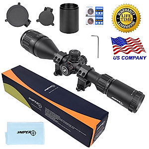 AOL Hunting Rifle Scope/Red, Green Illuminated Mil Dot Reticle/Fully Multi-Coated Lens/Wind and Elevation Adjust/Front AO Adjust for fine Tuning/3" Sunshade (MT4-12x50)