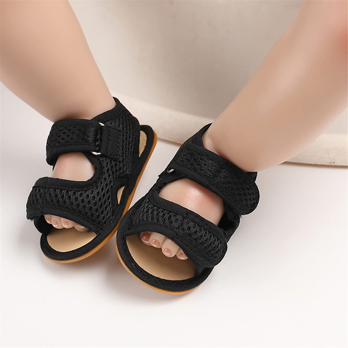 RVROVIC Baby Boys Girls Sandals Premium Soft Anti-Slip Rubber Sole Infant Summer Outdoor Shoes Toddler First Walkers (12-18 Months Toddler, 1-Black)