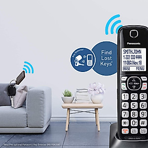 Panasonic Cordless Phone System with Answering Machine, One-Touch Call Block, Enhanced Noise Reduction, Talking Caller ID and Intercom Voice Paging - 4 Handsets - KX-TGF544B (Black)