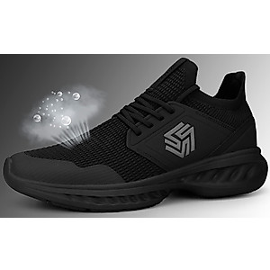 Giniros Mens Slip On Walking Shoes Non Slip Running Shoes Breathable Workout Shoes Lightweight Gym Sneakers All Black Size 7