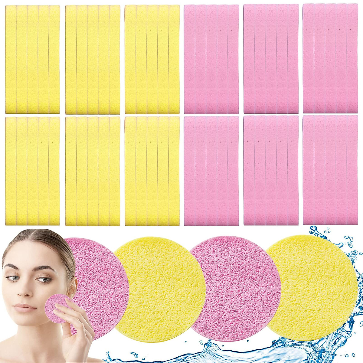 120 PCS Exfoliating Wash Round Face Sponge,Makeup Removal Sponge Pad,Cleansing Facial Sponges for Estheticians,Spa Face Cleansing