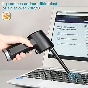 Electric Air Duster for Keyboard Cleaning, Rechargeable 6000mAh Battery, Cordless, Powerful, Energy-Efficient, Replaces Compressed Gas Cans, Air Blower for Electronics, Computers