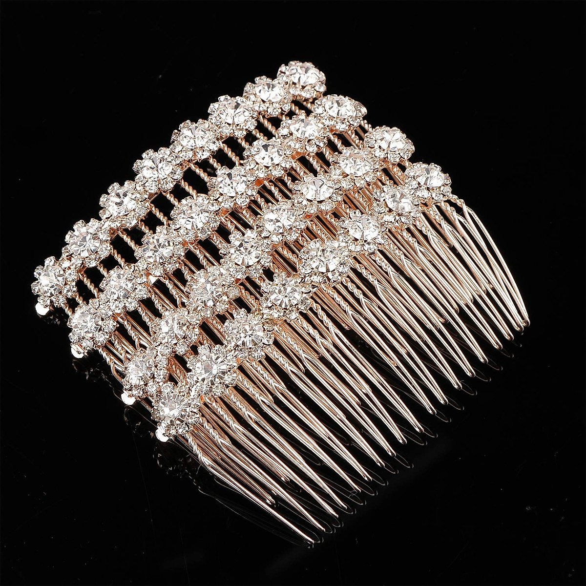 WBCBEC 4 Pack High-grade Alloy Diamond Rhinestone Flower Hair Side Combs Wedding Bridal Jewelry Hair Clips for Women
